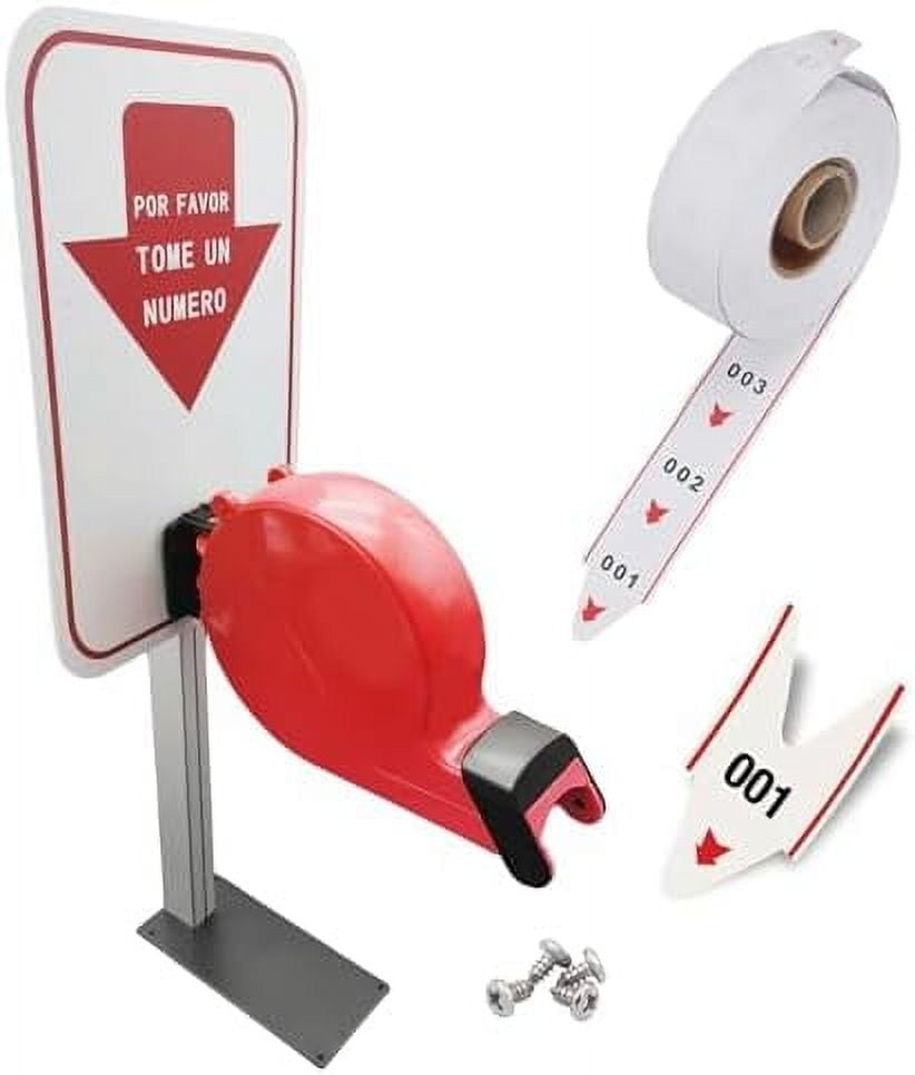 Take-A-Number System Ticket Dispenser with Counter Stand and 1 Roll 3 Digit Queue Ticket 2000 ...
