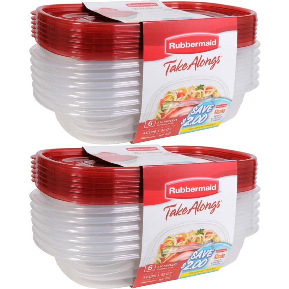 Take Alongs Food Storage Container, 4-Cup Rectangle, Set of 12, Red ...