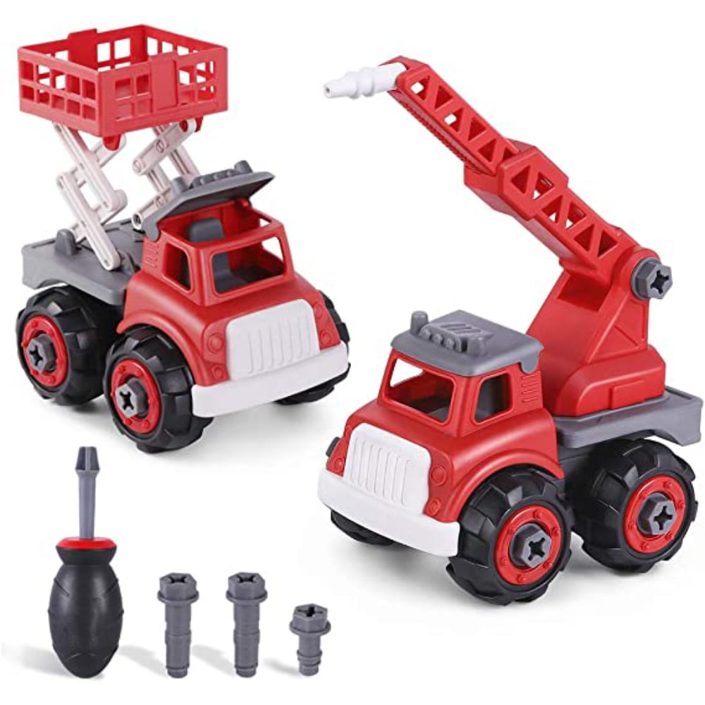 Take Apart Fire Trucks, Assembly Toys Play Set, Water Tower & Fire Lift ...
