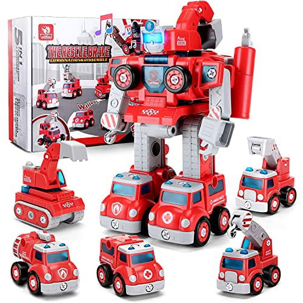 Take Apart Rescue Robot Toys for Kids Ages 3 4 5 6 7 8, 5 in 1 STEM ...