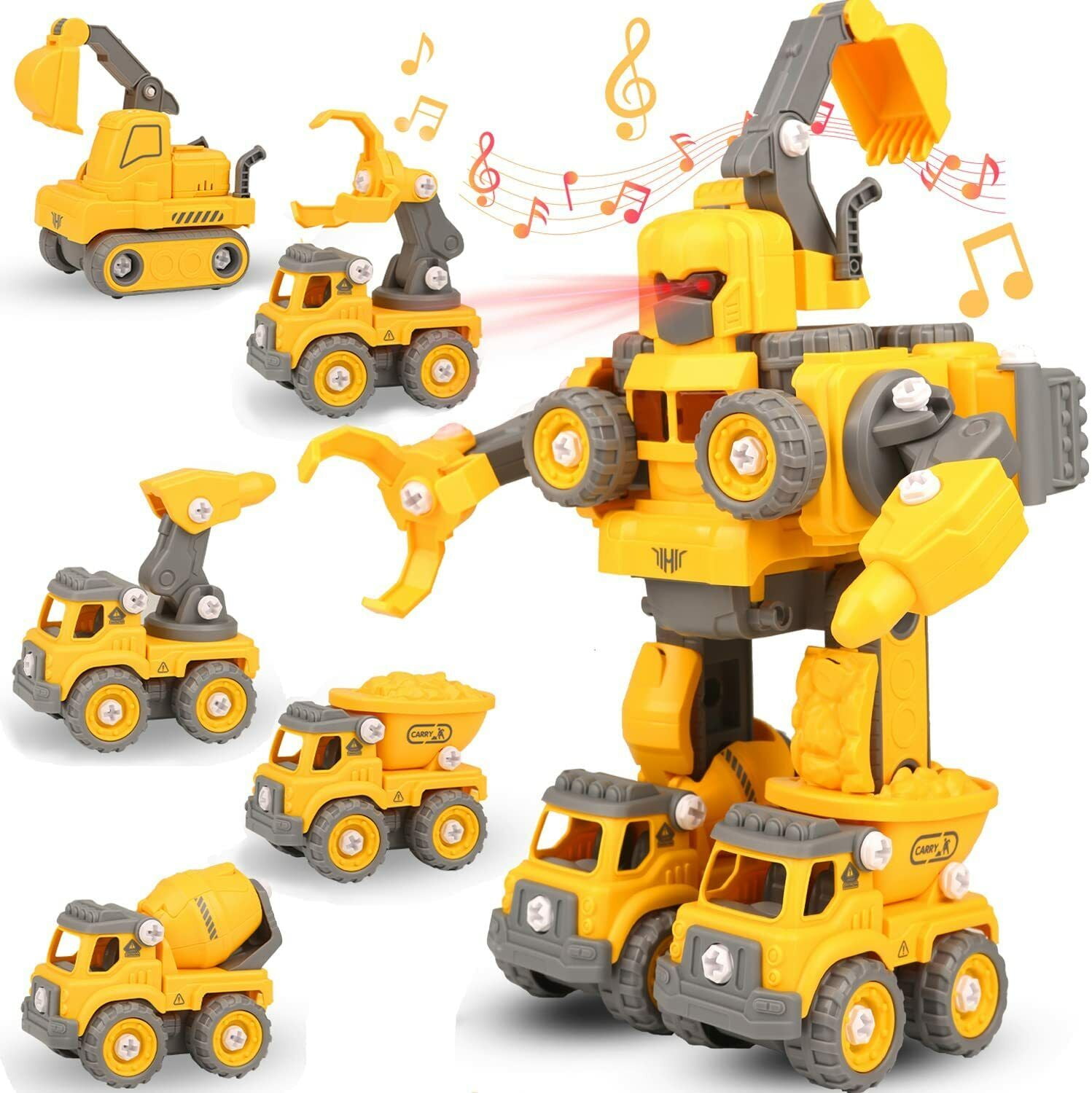 Take Apart Robot Toys 5 in 1 Vehicle Building Set Transform Robot for ...