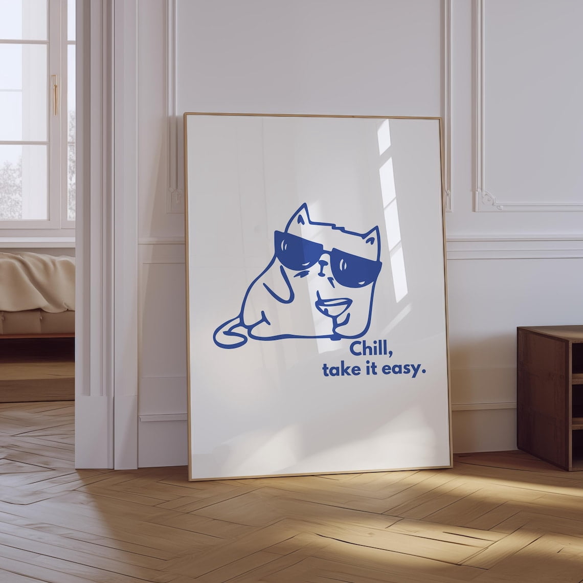Take It Easy Chill Cat Typography Poster Design 2, Unframed Size 12x18 ...