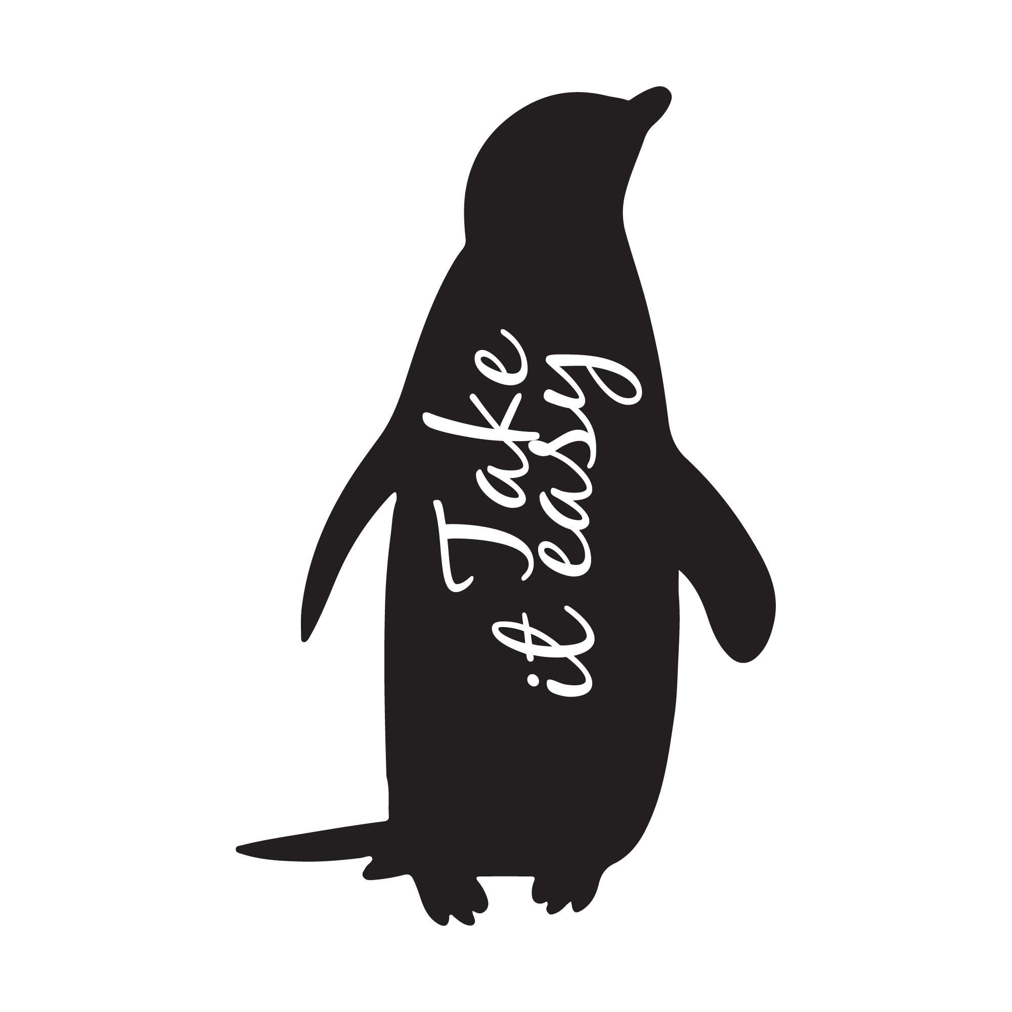 Take It Easy Cute Cartoon Penguin Inspiring Quote Wall Decal Wall Art ...