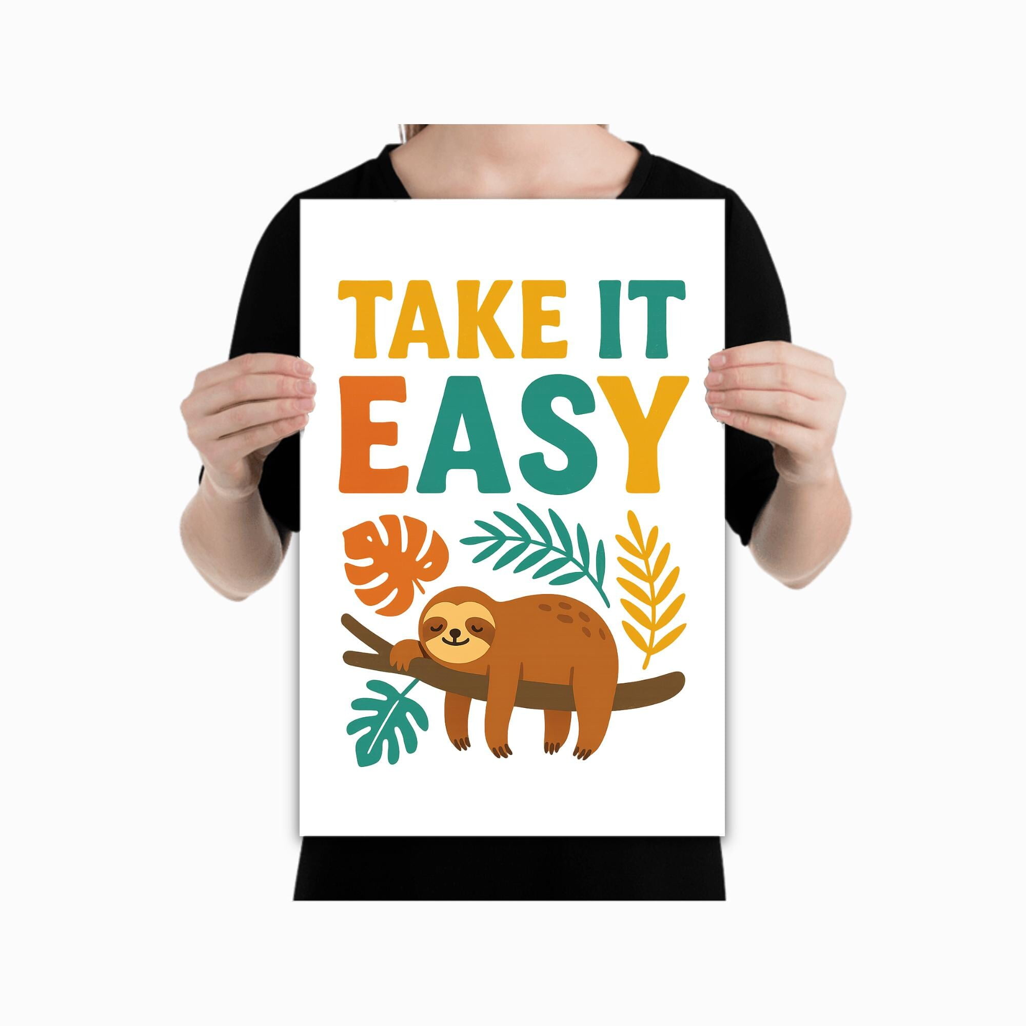 Take It Easy Sloth Poster, Cute Wall Art for Kids, Chill Jungle Decor ...