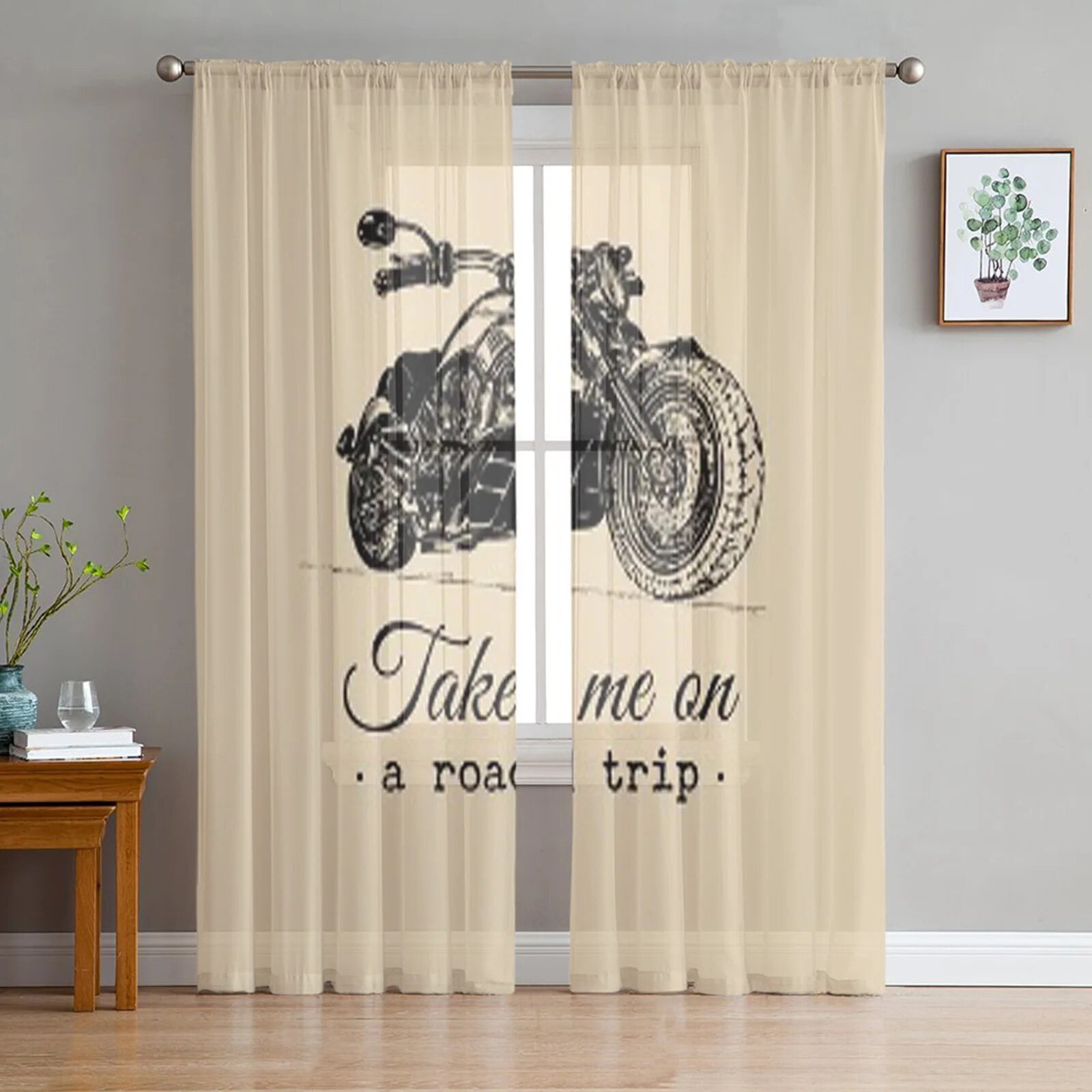 Take Me On A Road Trip Inspirational Poster Chiffon Sheer Curtains for ...