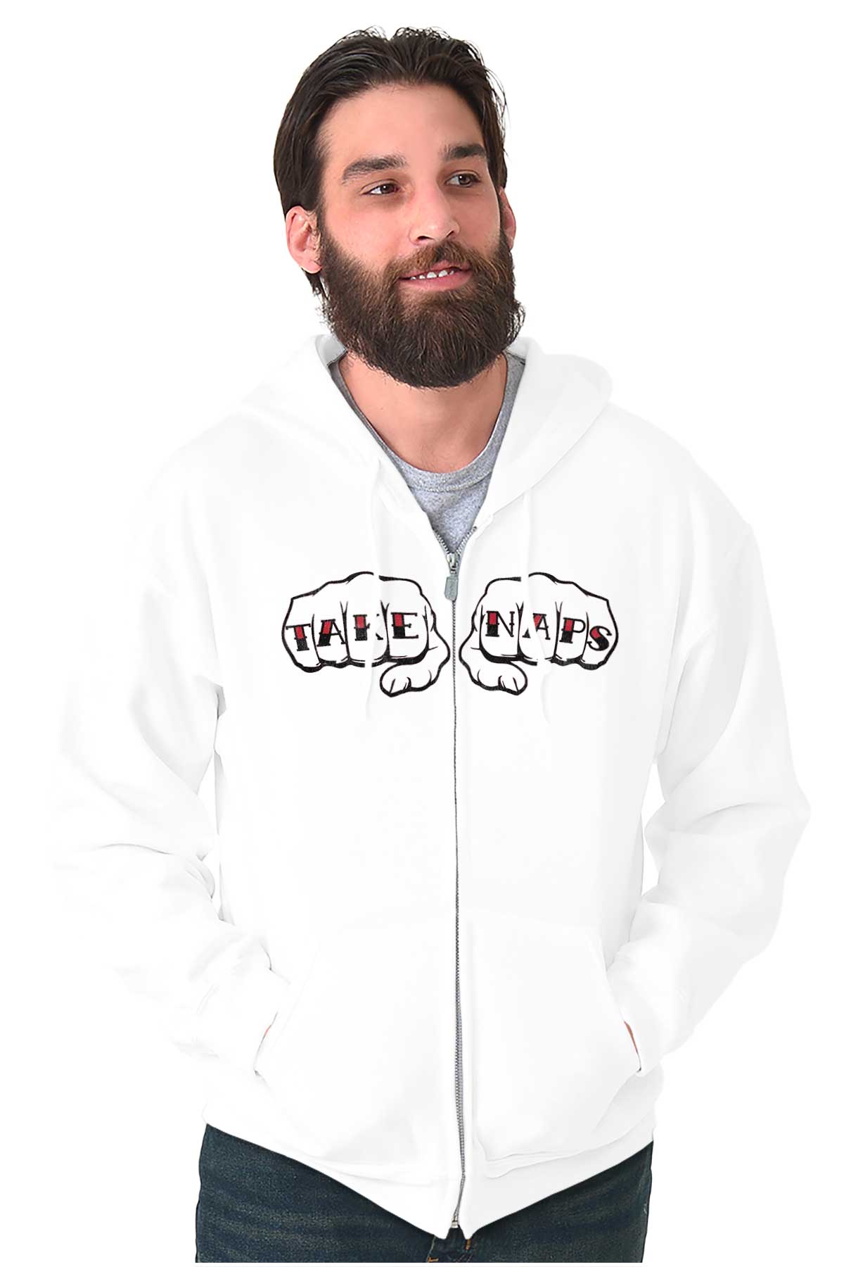 Take Naps Knuckles Relaxed Chill Gym Zip Up Hoodie Men's Women's Brisco ...