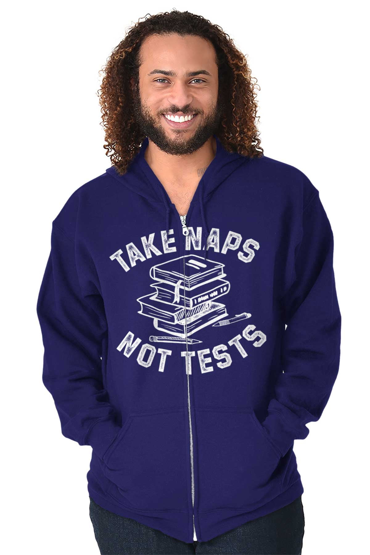 Funny Study Nerd Take Naps Not Tests Zip Up Hoodie Men's Women's Brisco ...