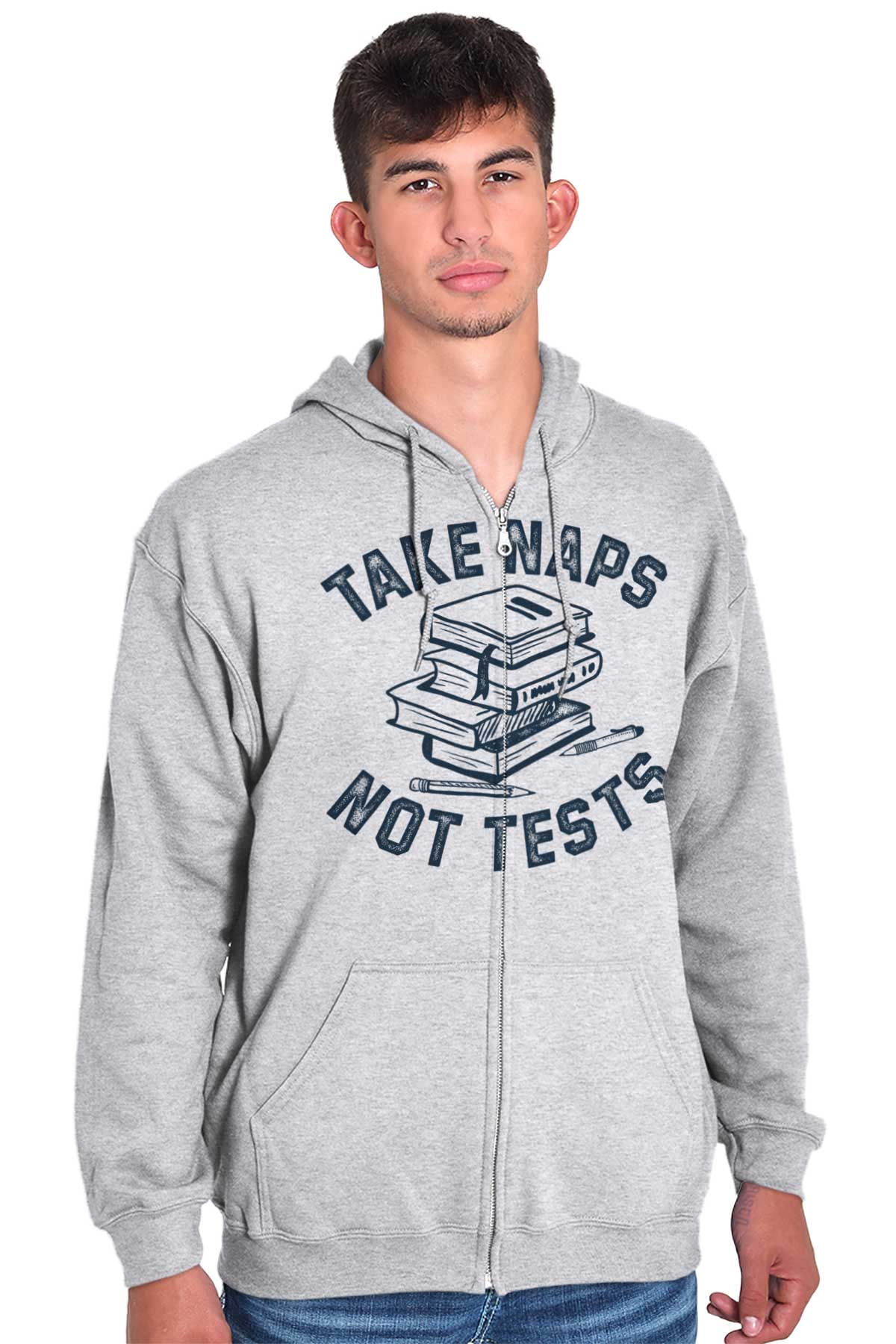 Funny Study Nerd Take Naps Not Tests Zip Up Hoodie Men's Women's Brisco ...