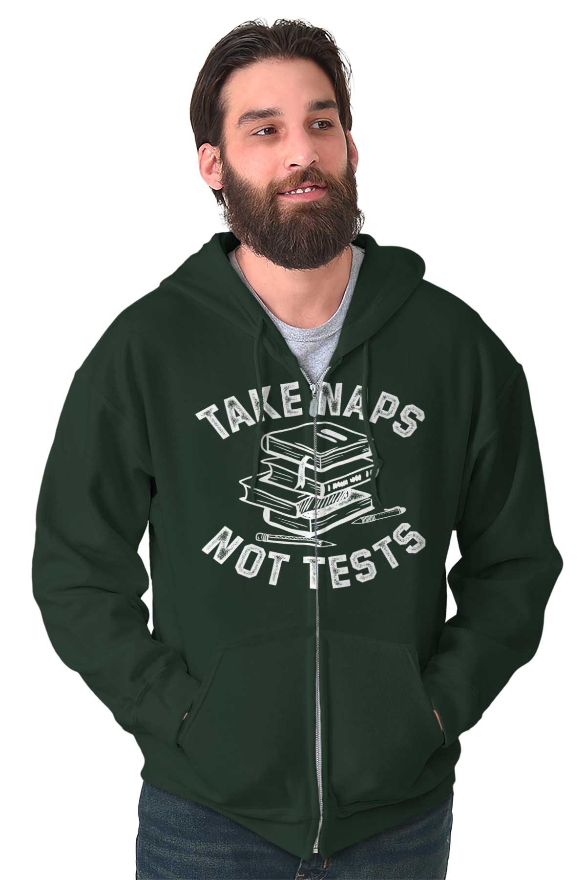 Funny Study Nerd Take Naps Not Tests Zip Up Hoodie Men's Women's Brisco ...