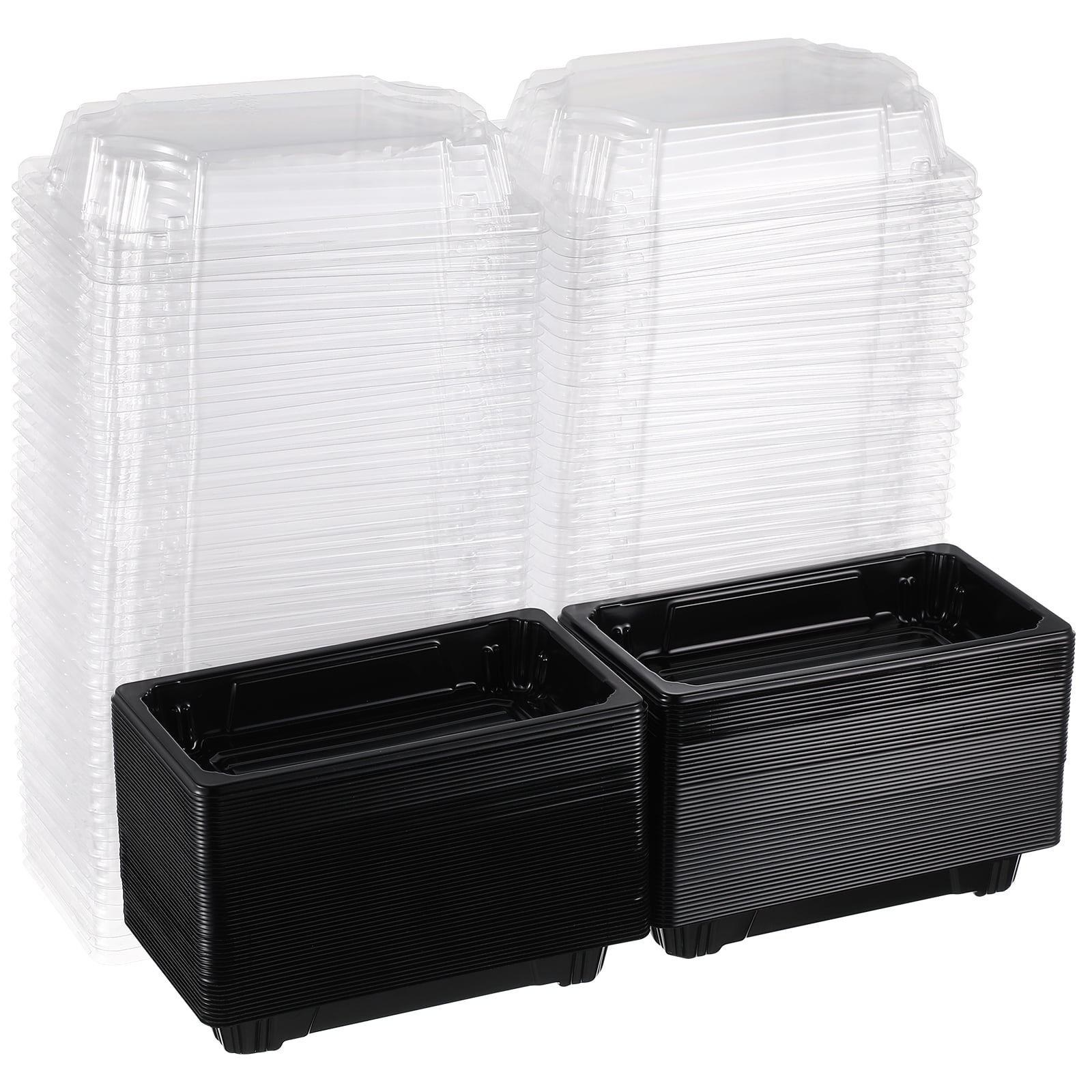 Take Out Boxes,100 Pack Clear Plastic Square Hinged Food Clamshell ...
