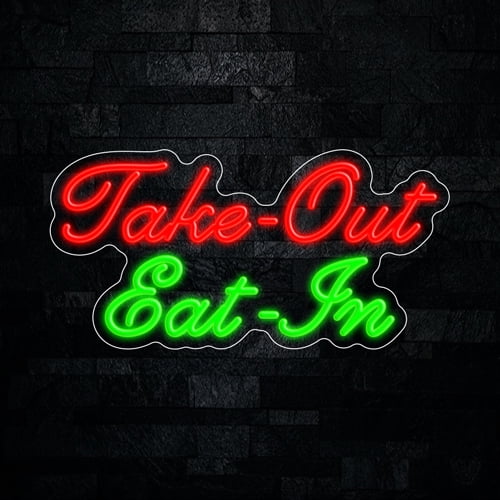 Take Out Eat In LED Neon Sign 22"L x 11"H #33444 - Walmart.com