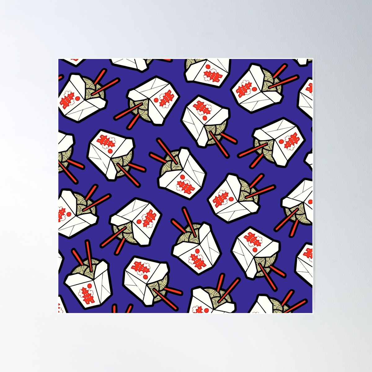 Take-Out Noodles Box Pattern Poster Wall Art, Modern Wall Decor For ...
