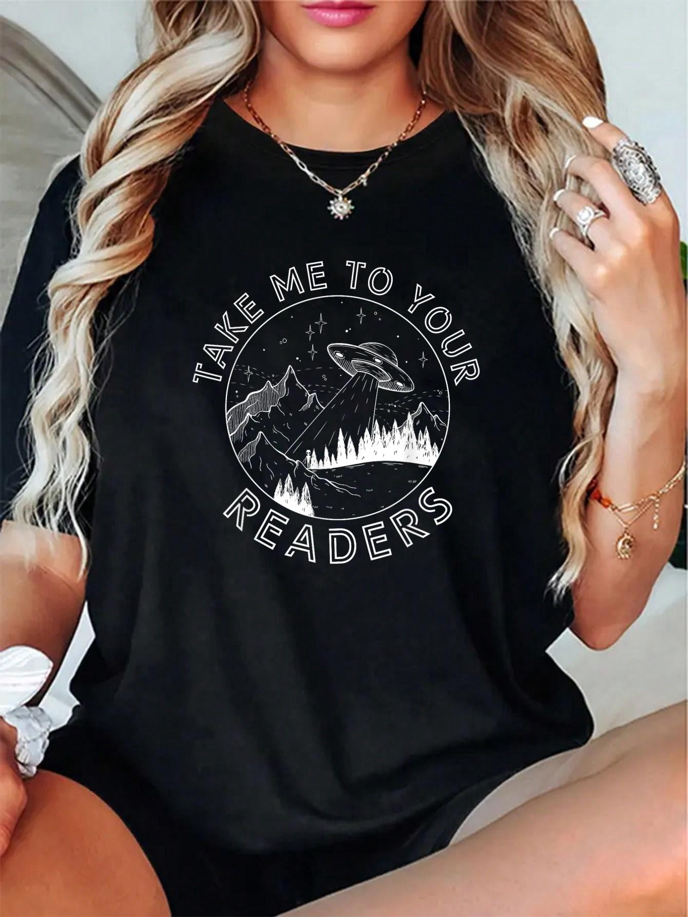 Take Reading English Teacher Library Alien Space T-Shirt T-Shirt ...