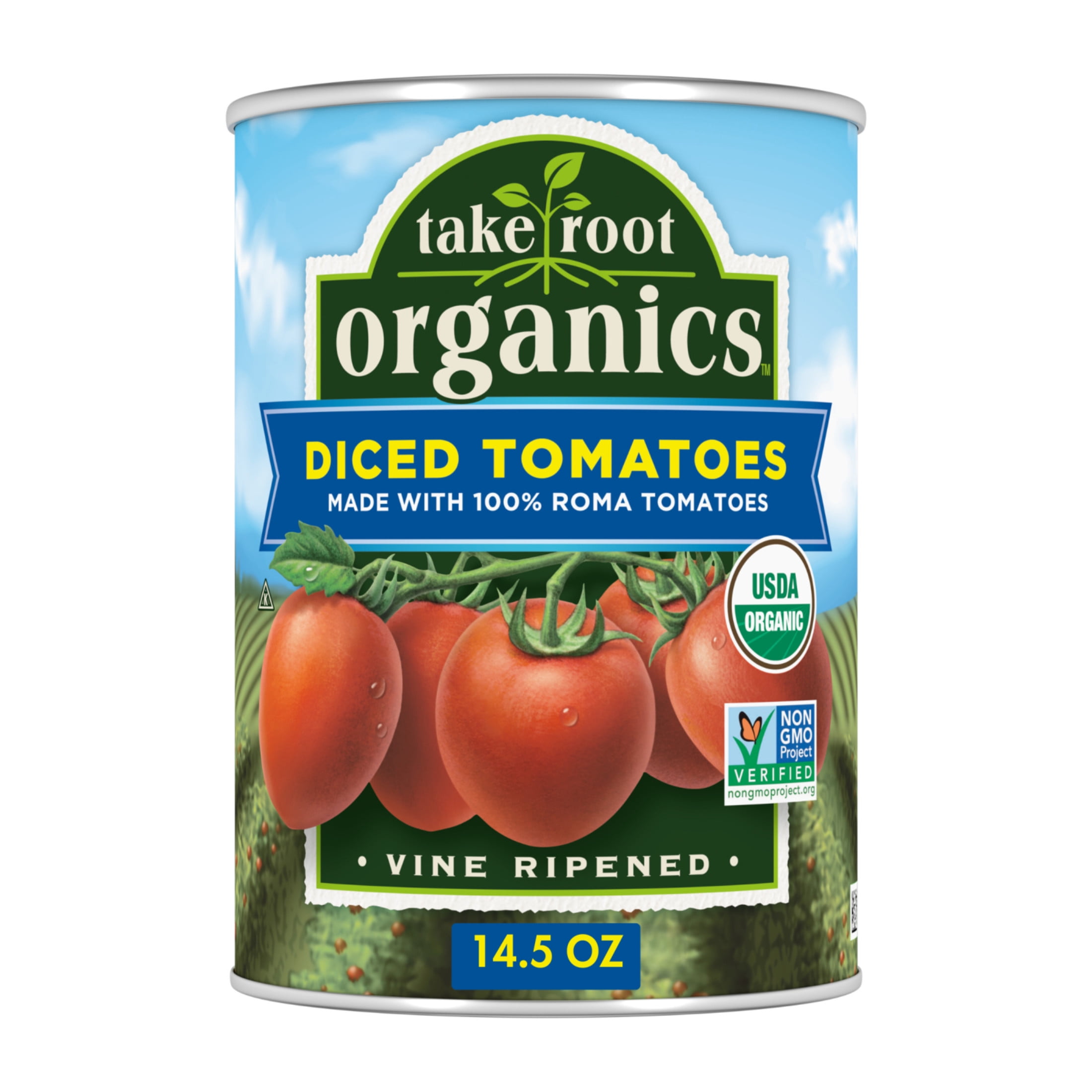Take Root Organics Fresh & Ripe Diced Tomatoes, 14.5 oz., Can, USDA ...