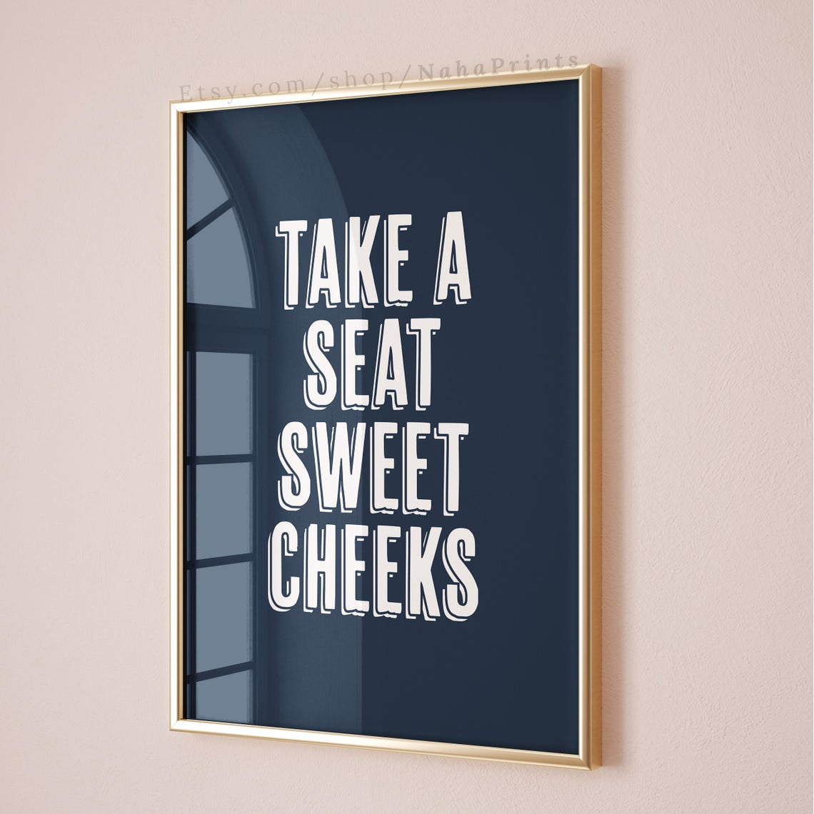 Take A Seat Sweet Cheeks Print, Funny Bathroom Poster, Quirky Toilet ...