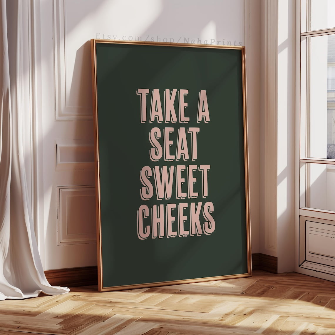 Take A Seat Sweet Cheeks Print, Funny Bathroom Poster, Quirky Toilet ...