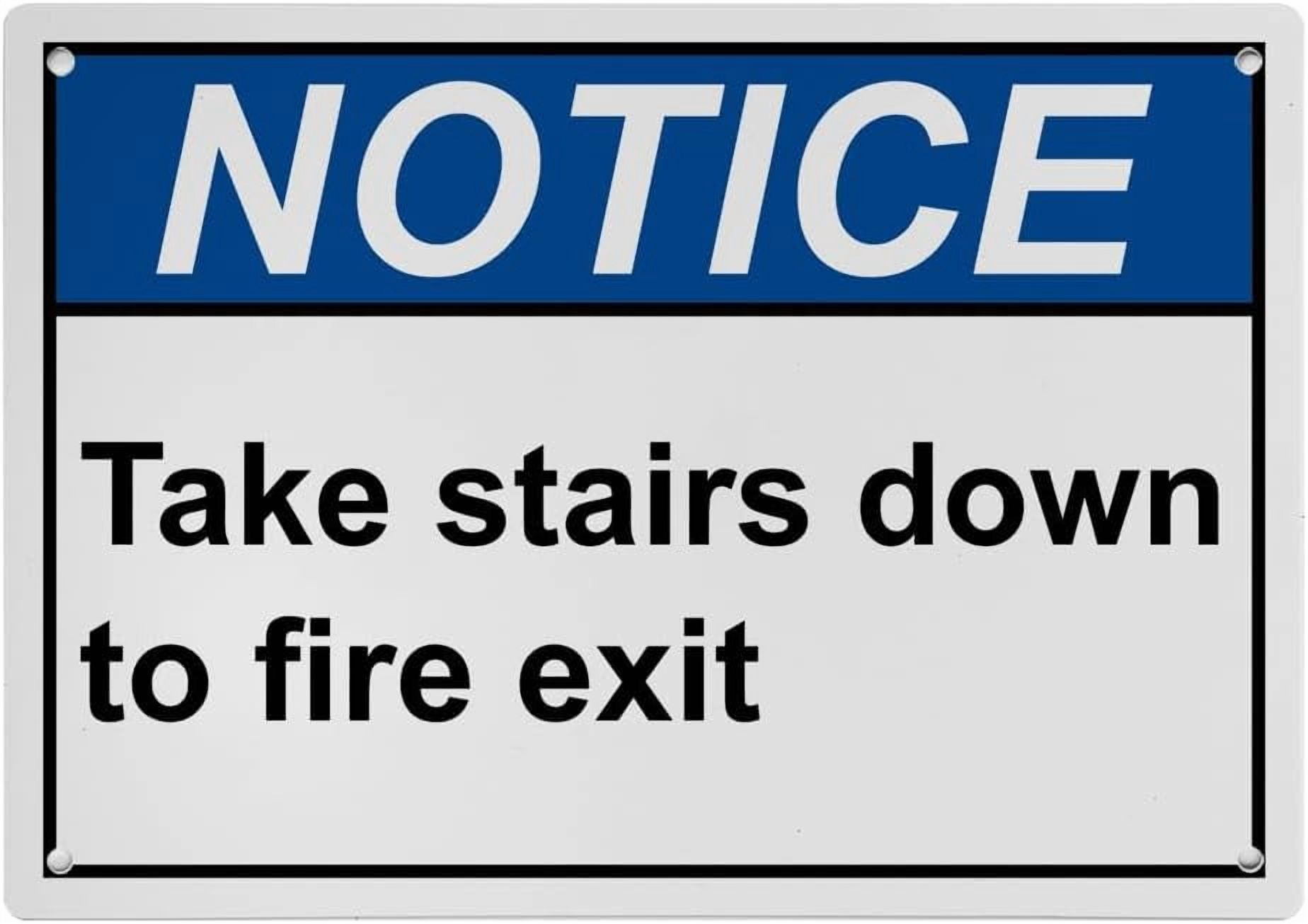 Take Stairs to Fire Exit Sign, Industrial Fire Exit Sign 8"x12" UV ...