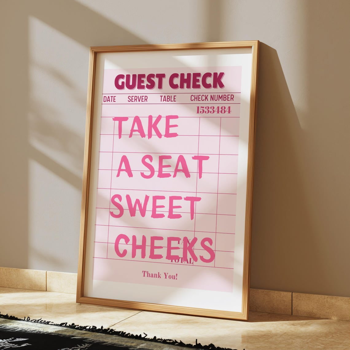 Take A Sweat Cheeks Bathroom Wall Art Pink Guest Check Print Funky ...
