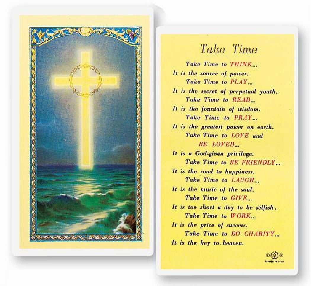 Take Time Laminated Catholic Prayer Holy Card with Prayer on Back, Pack ...