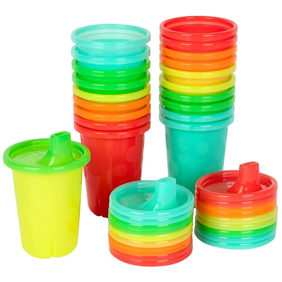 Take & Toss Spill Proof Sippy Cups - Rainbow Party Pack - Reusable ...