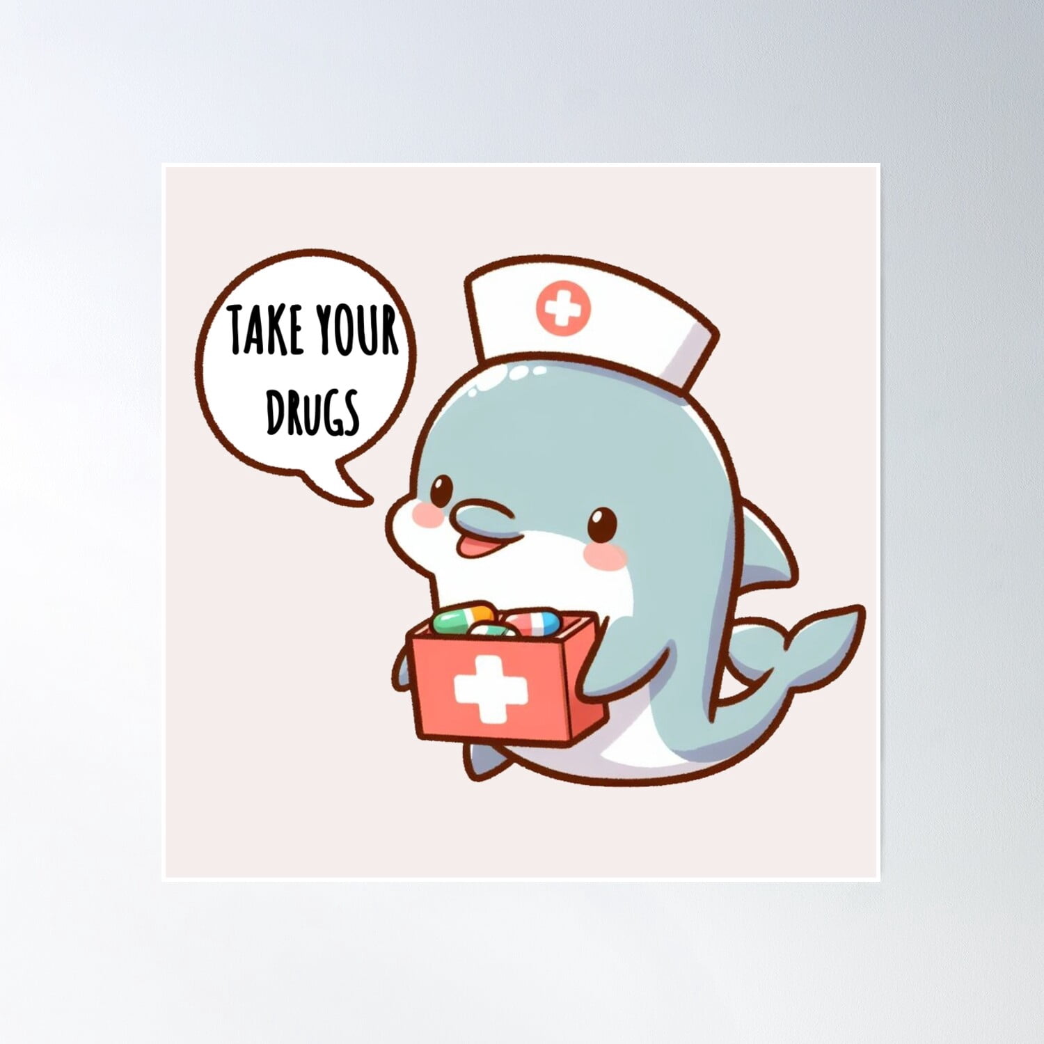 Take Your Drugs Dolphin Poster Wall Art, Modern Wall Decor, 16x16 ...