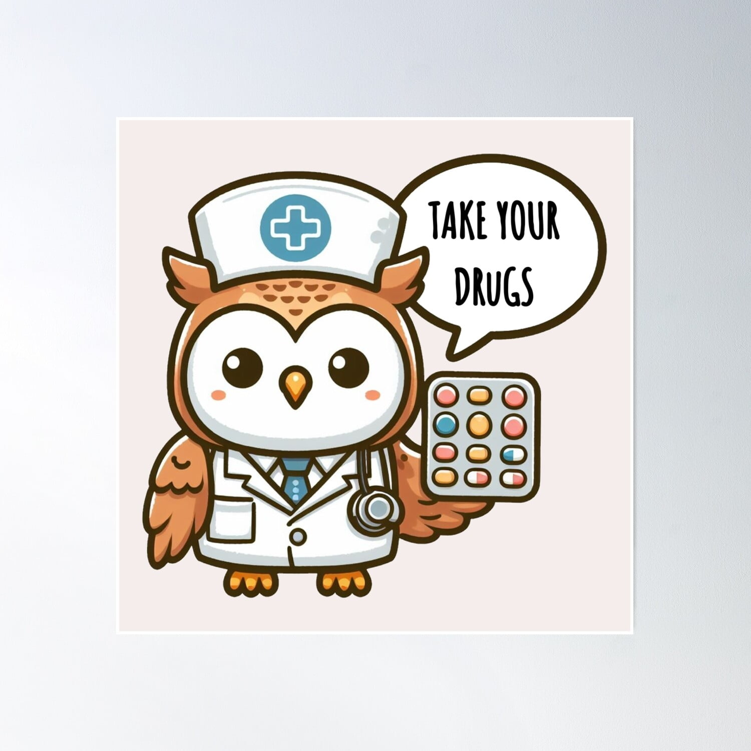 Take Your Drugs Owl Poster Wall Art, Modern Wall Decor, 12x18 UNFRAMED ...