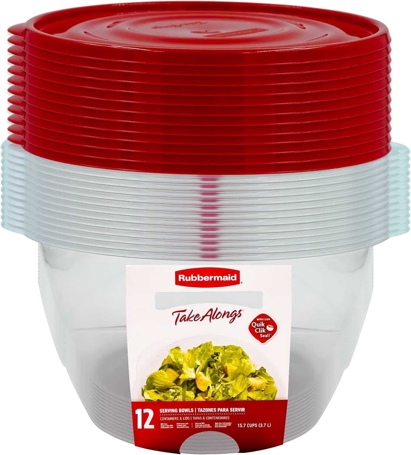 TakeAlongs Serving Bowl Food Storage Containers, 15.7 Cup, Tint Chili ...