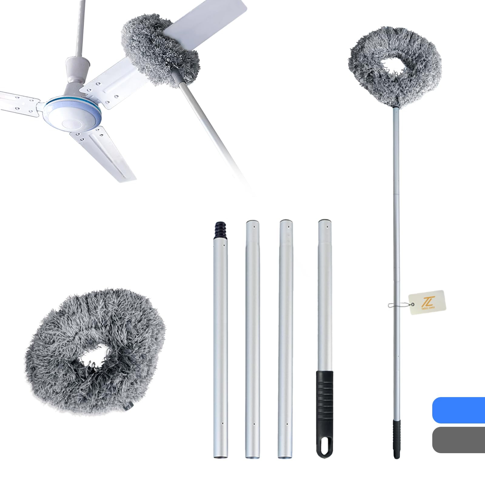 TakeLong Ceiling Fan Duster Cleaner with Long Extendable Reusable ...
