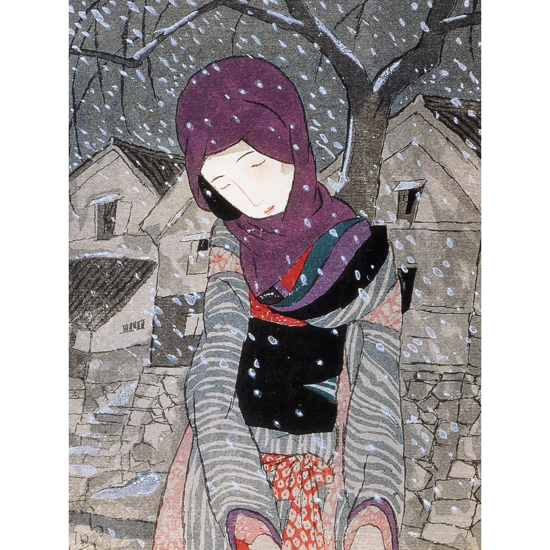 Takehisa A Legend At Night In Snow Painting Extra Large XL Wall Art ...