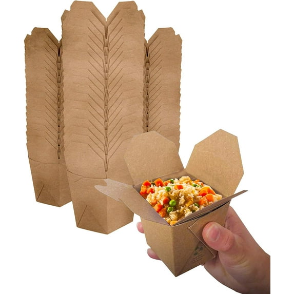 Takeout Food Containers 8 Oz Microwaveable Kraft Brown Paper Mini ...