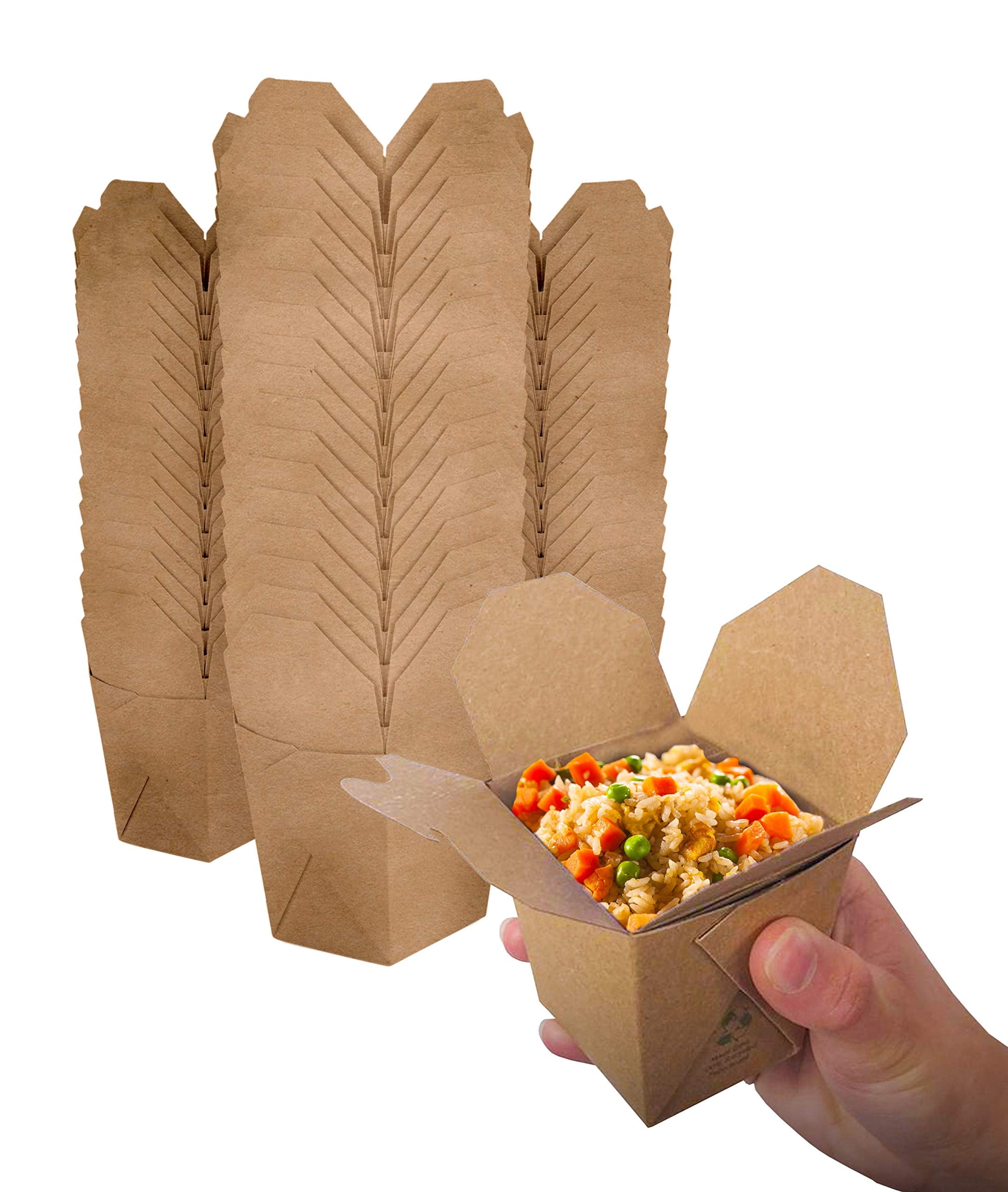 Takeout Food Containers 8 Oz Microwaveable Kraft Brown Paper Mini ...