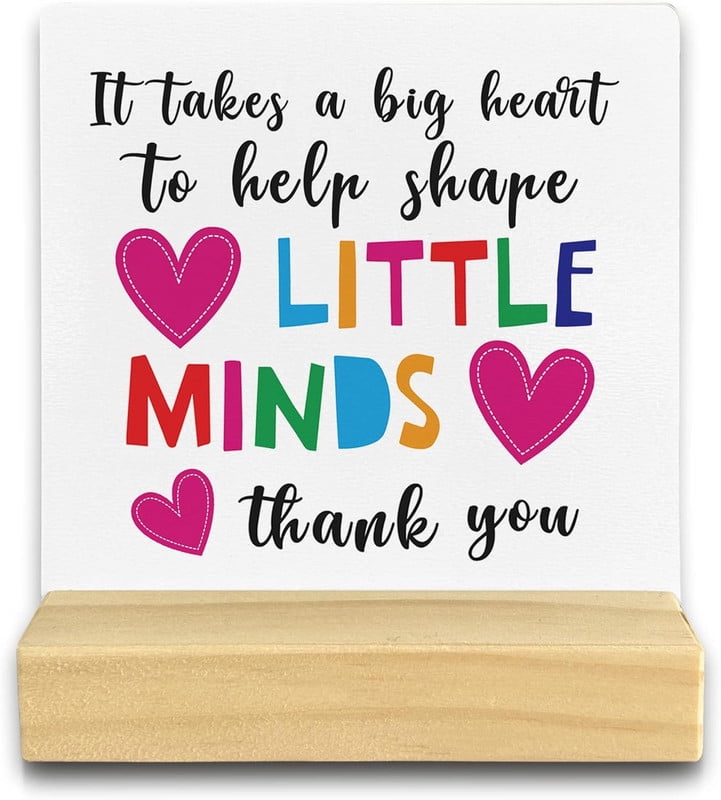 It Takes A Big Heart To Help Shape Little Minds Wood Plaque Sign Desk ...
