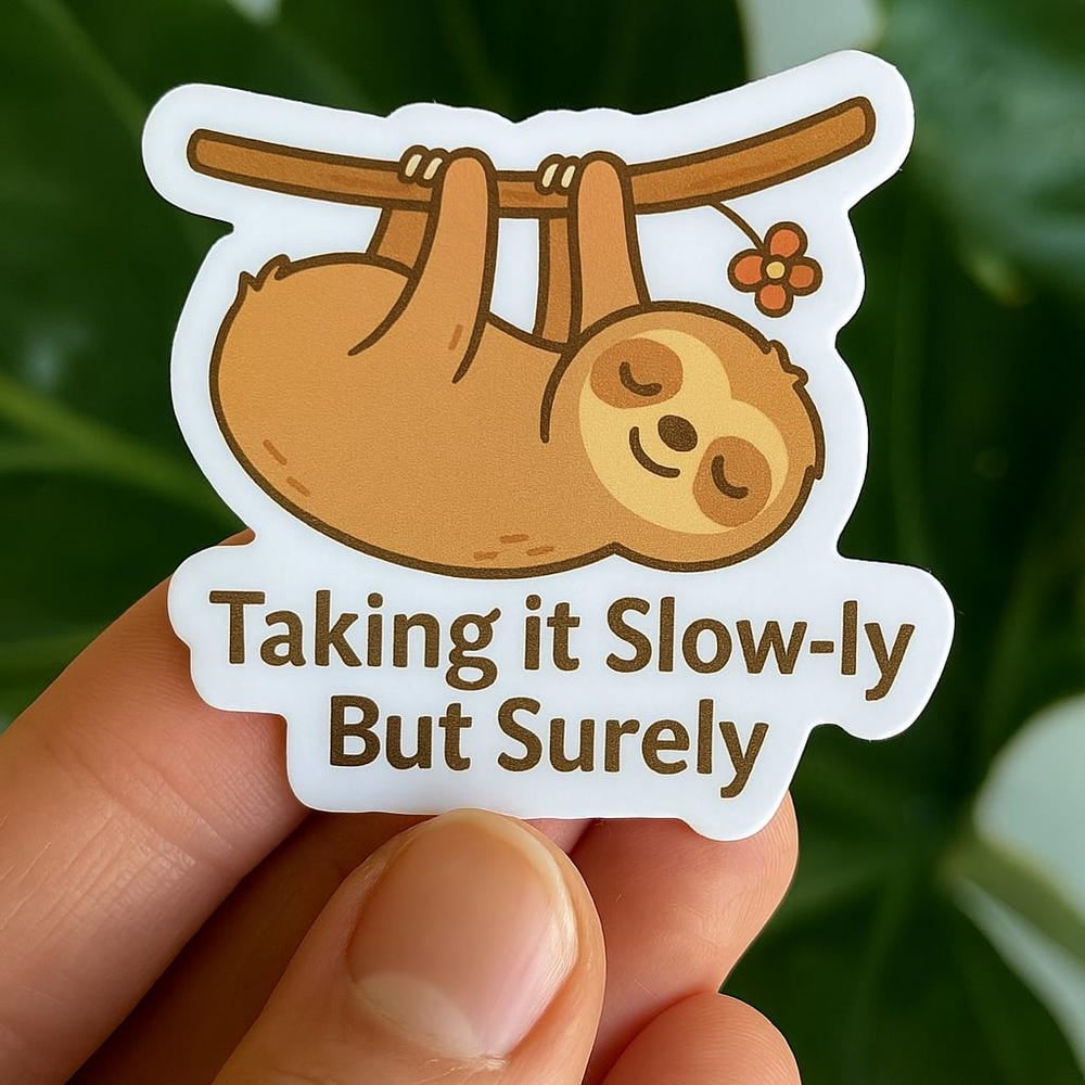 Taking It Slowly Sloth Sticker - Cute Motivational Vinyl Decal For ...