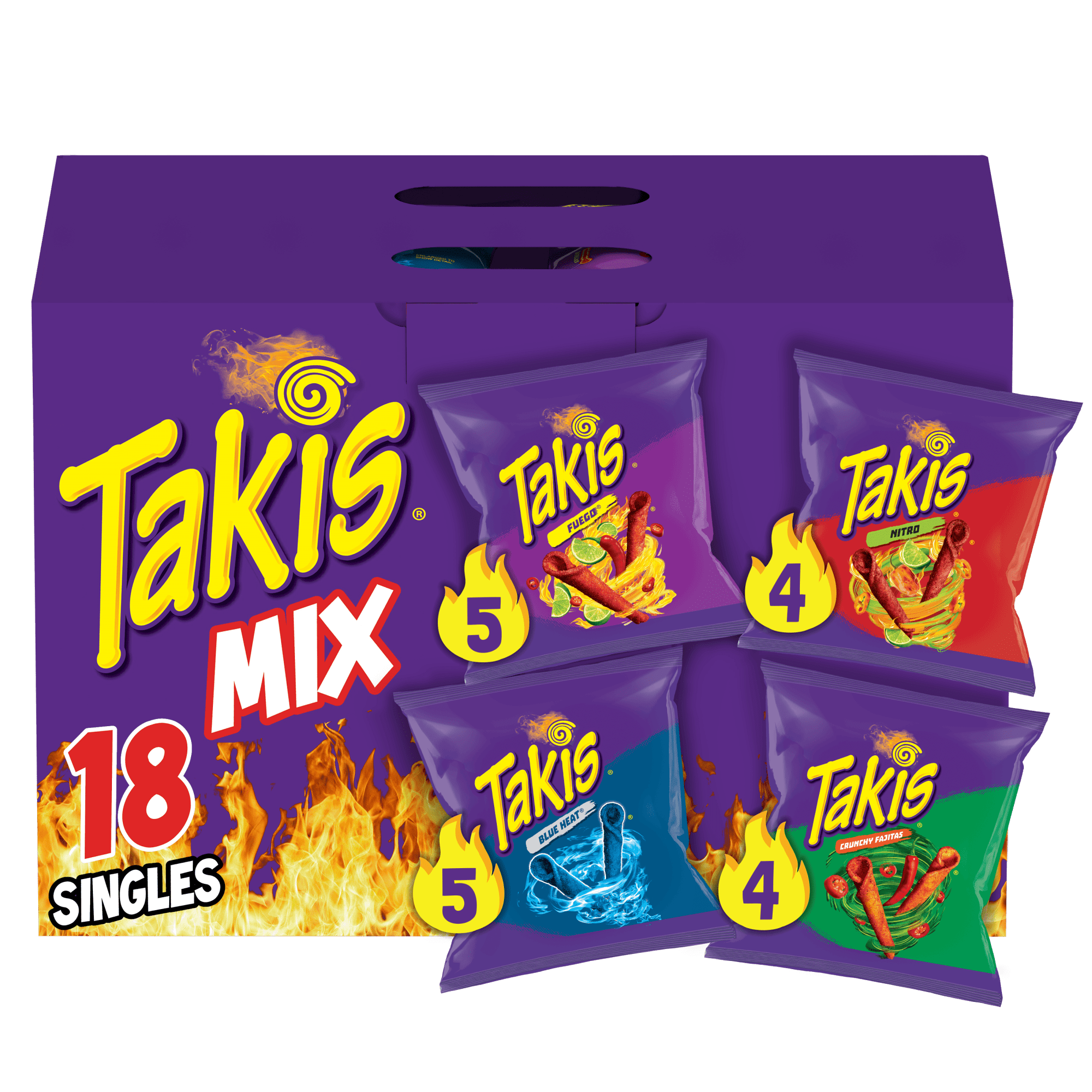 Takis 18 pc / 1 oz Mix Variety Pack, Assorted Rolled Tortilla Chips ...