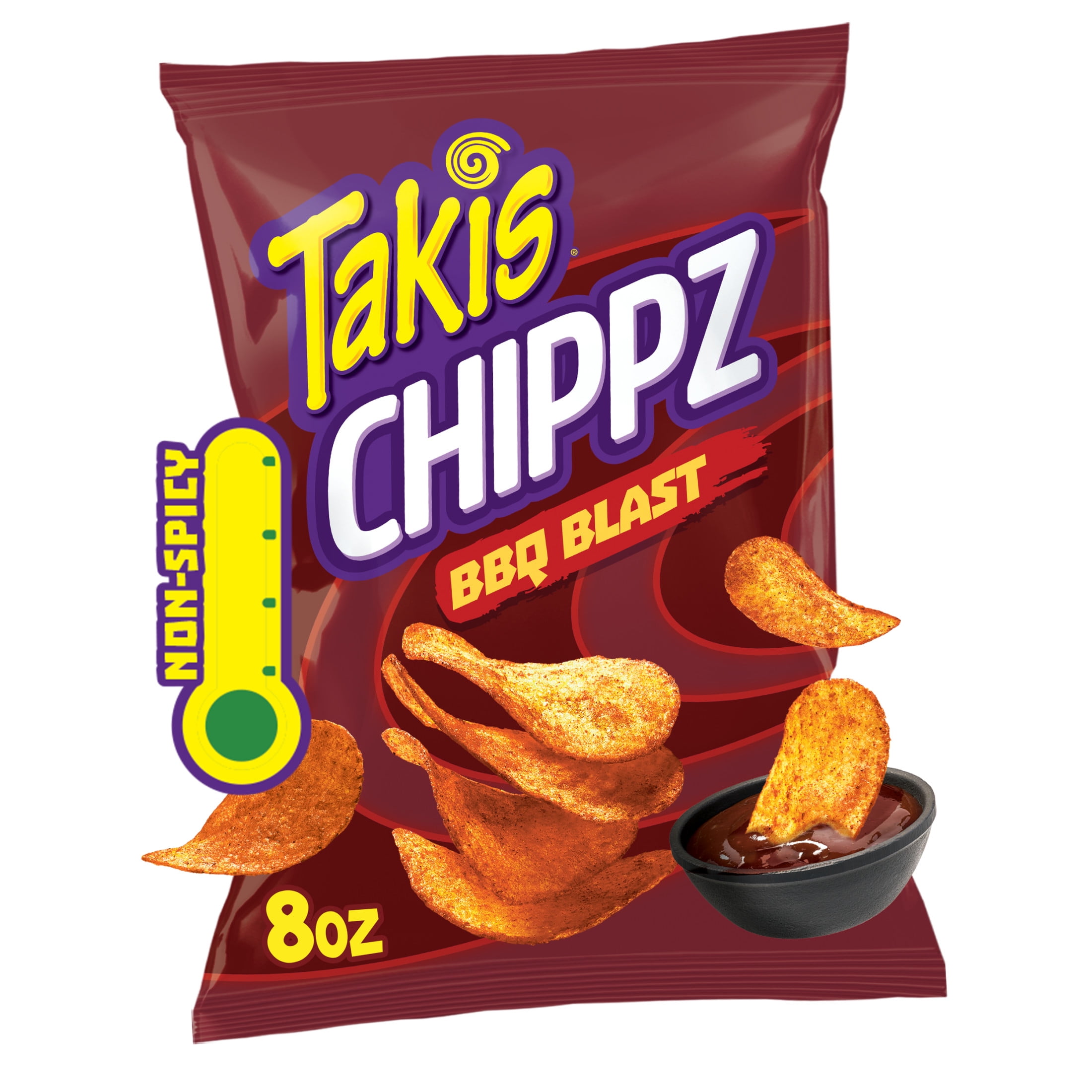 Takis BBQ Blast Chippz 8 oz Sharing Size Bag, Barbecue Thin-Cut Potato ...