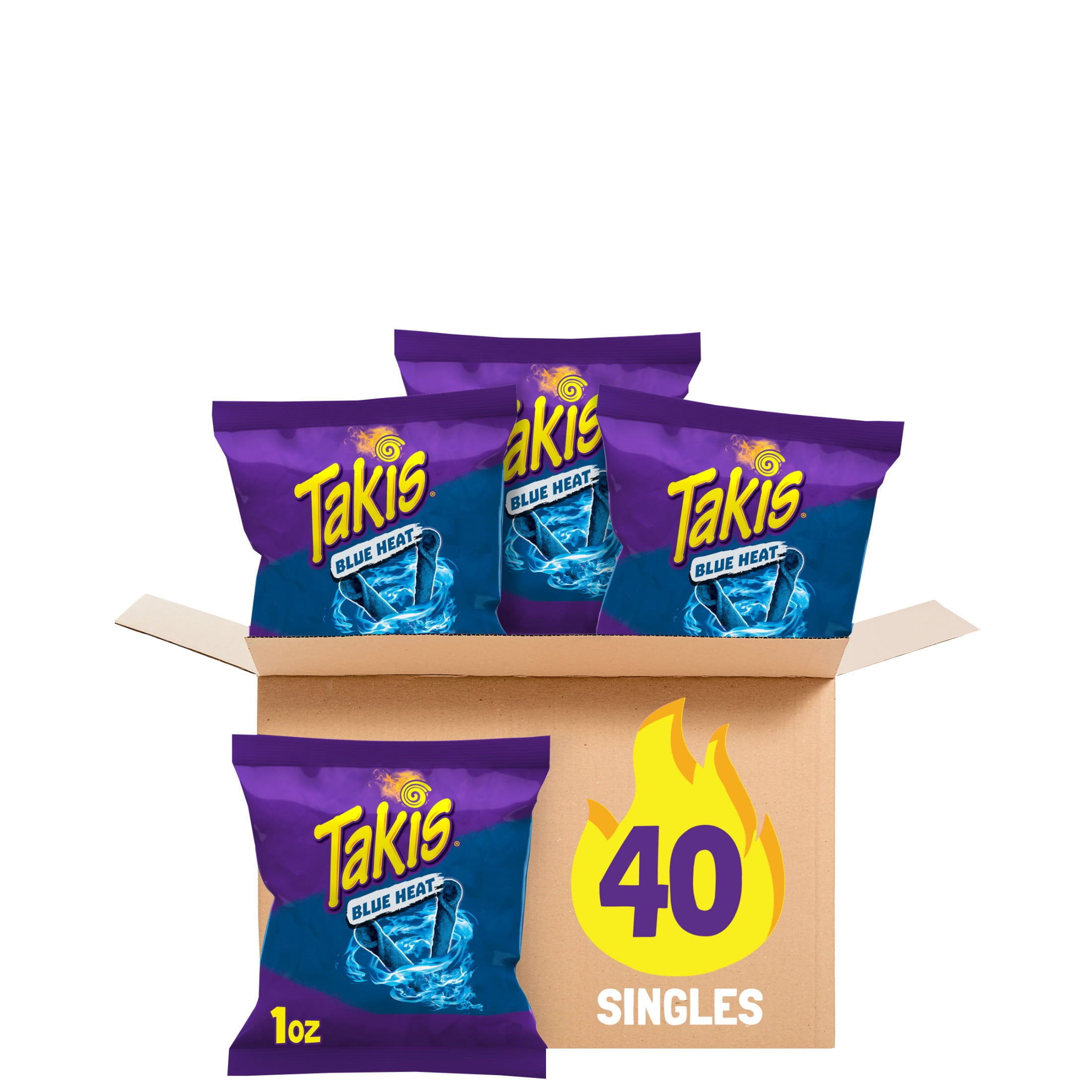 Takis Blue Heat 40 pc / 1 oz Multipack, Hot Chili Pepper Rolled ...