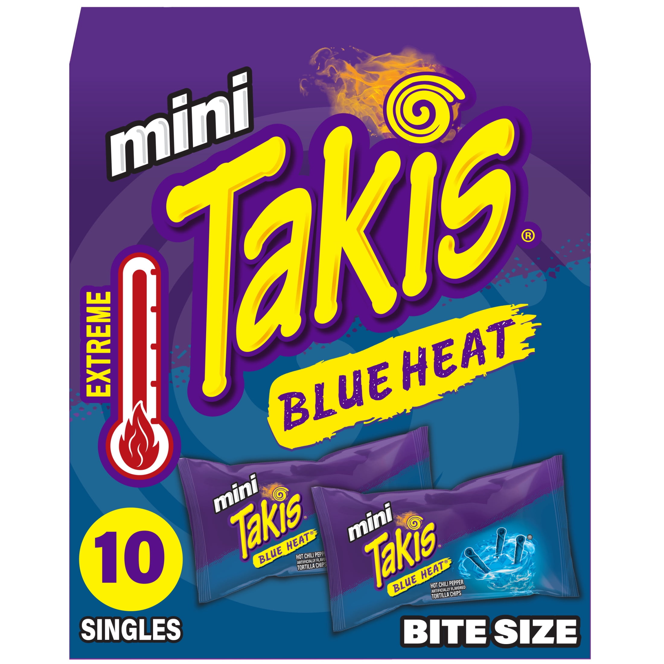 Takis Blue Heat Mini 10 pc / 1 oz Bite Size Box, Hot Chili Pepper ...