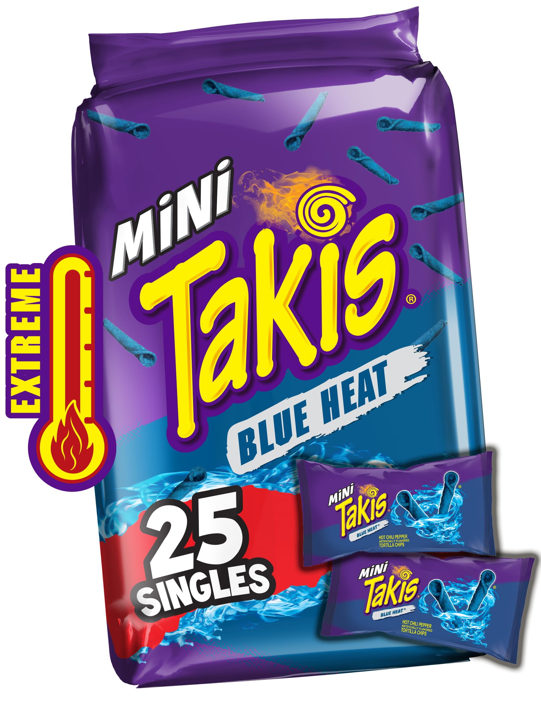 Takis Blue Heat Mini 25 pc / MDH11.23 oz Bite Size Multipack, Hot Chili ...