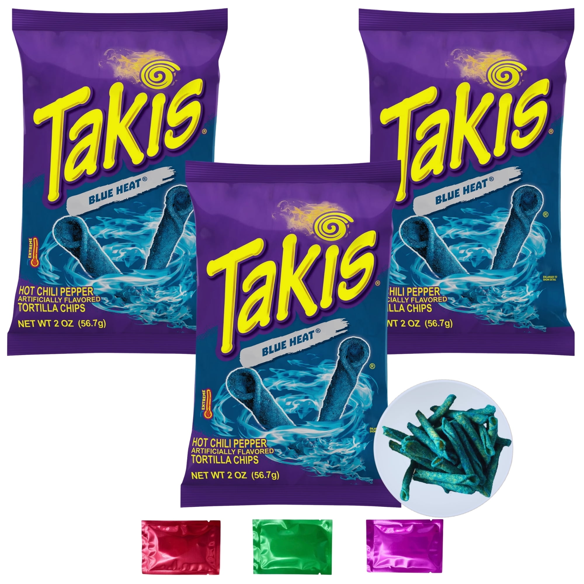 Takis Blue Heat Tortilla Chips, Hot Chili Pepper Flavored Blue Rolled ...