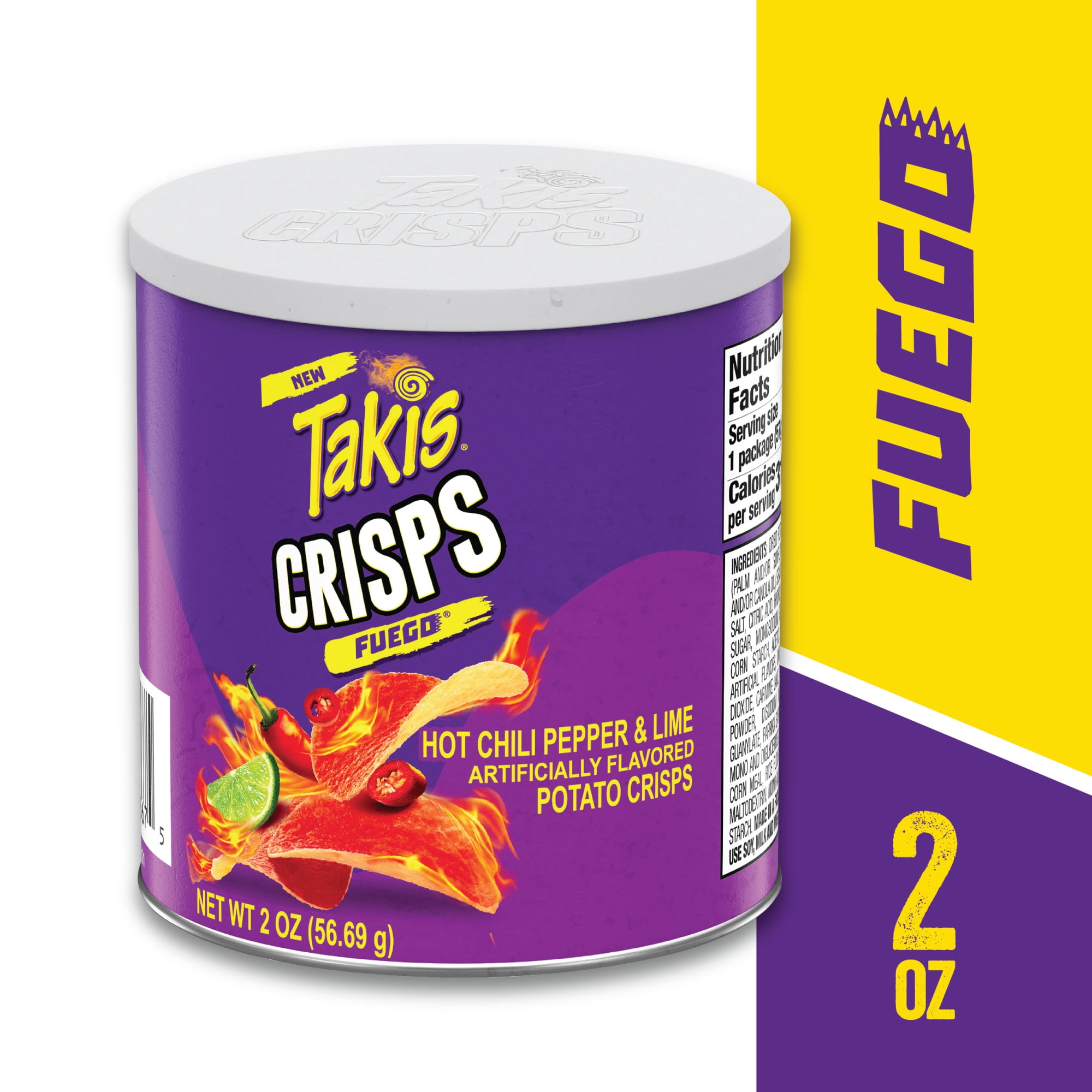 Takis Crisps Fuego Potato Snack Chips, Hot Chili Pepper and Lime, 2 oz ...