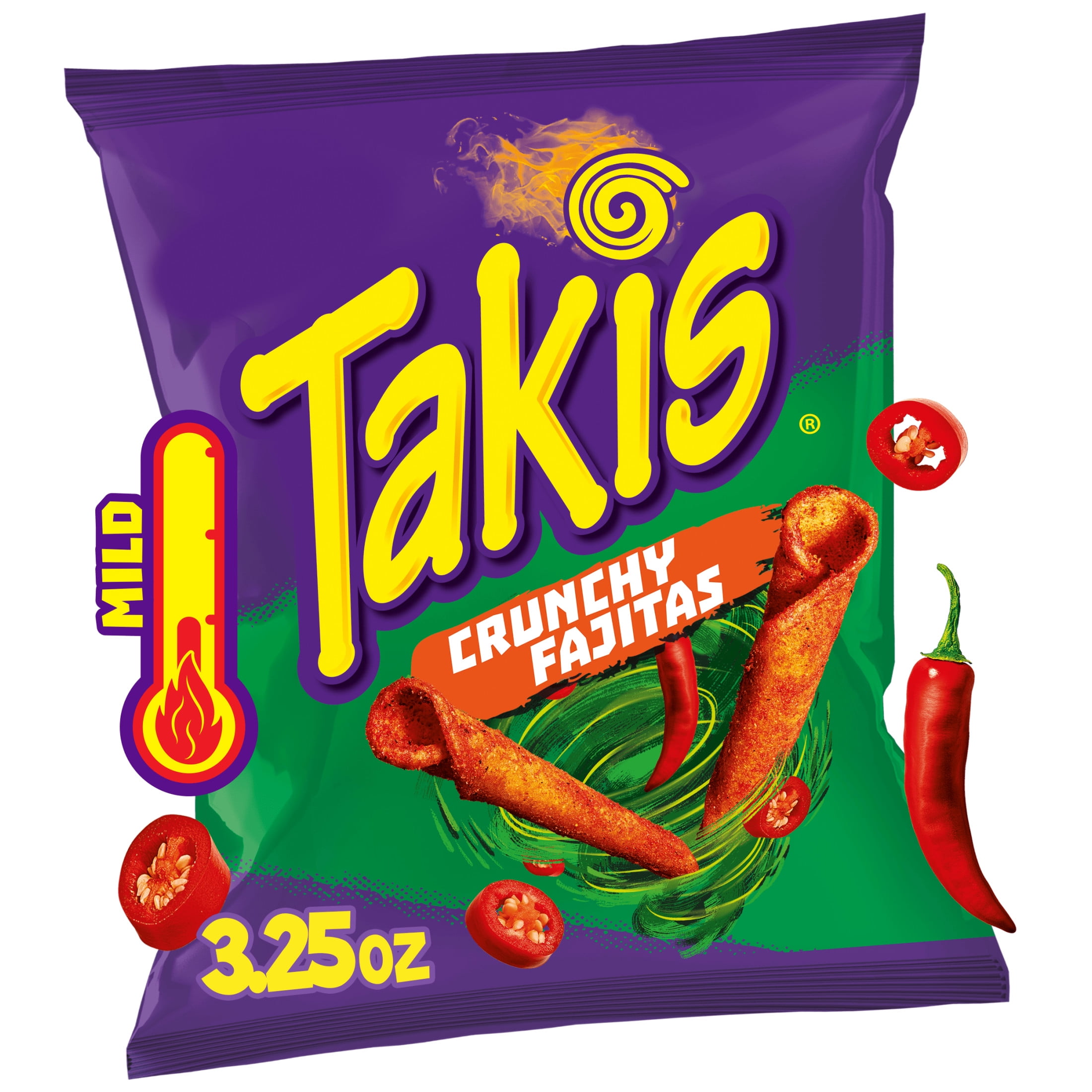 Takis Crunchy Fajitas 3.25 oz Snack Size Bag, Fajita Rolled Tortilla ...
