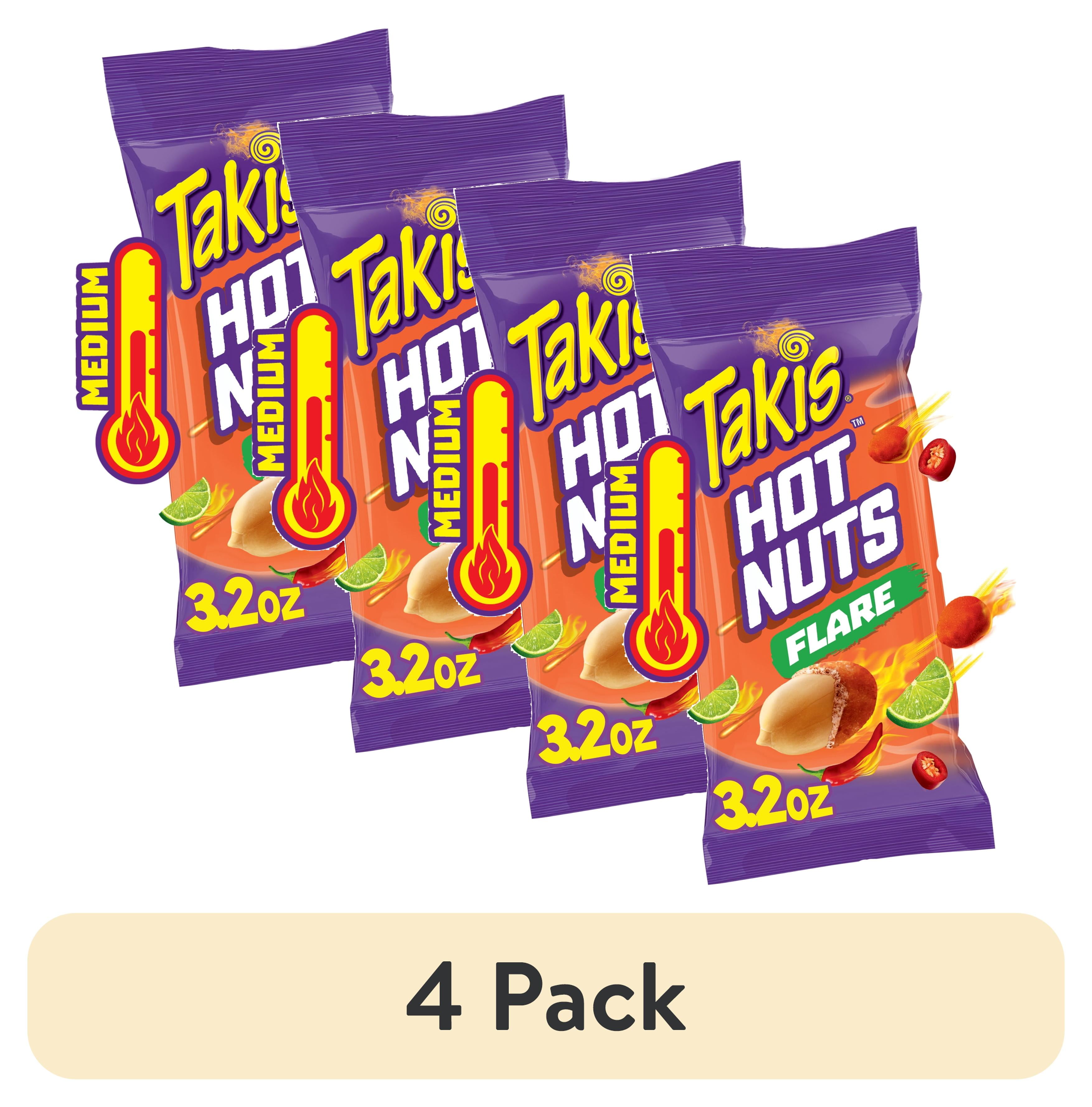 (4 pack) Takis Flare Hot Nuts 3.2 oz Snack Size Pouch, Chili Pepper ...