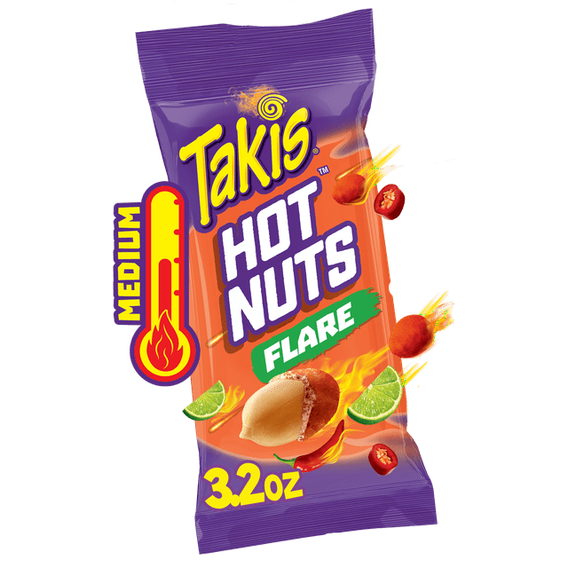 Takis Flare Hot Nuts 3.2 oz Snack Size Pouch, Chili Pepper & Lime ...