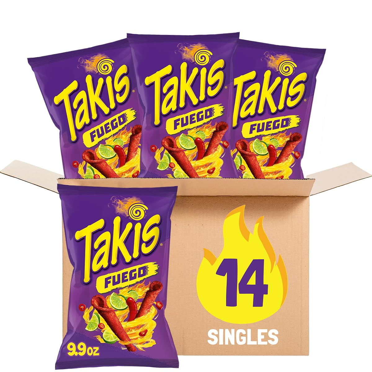 Takis Fuego 14 ct, CCF19 9.9 oz Sharing Size Case, Hot Chili Pepper ...