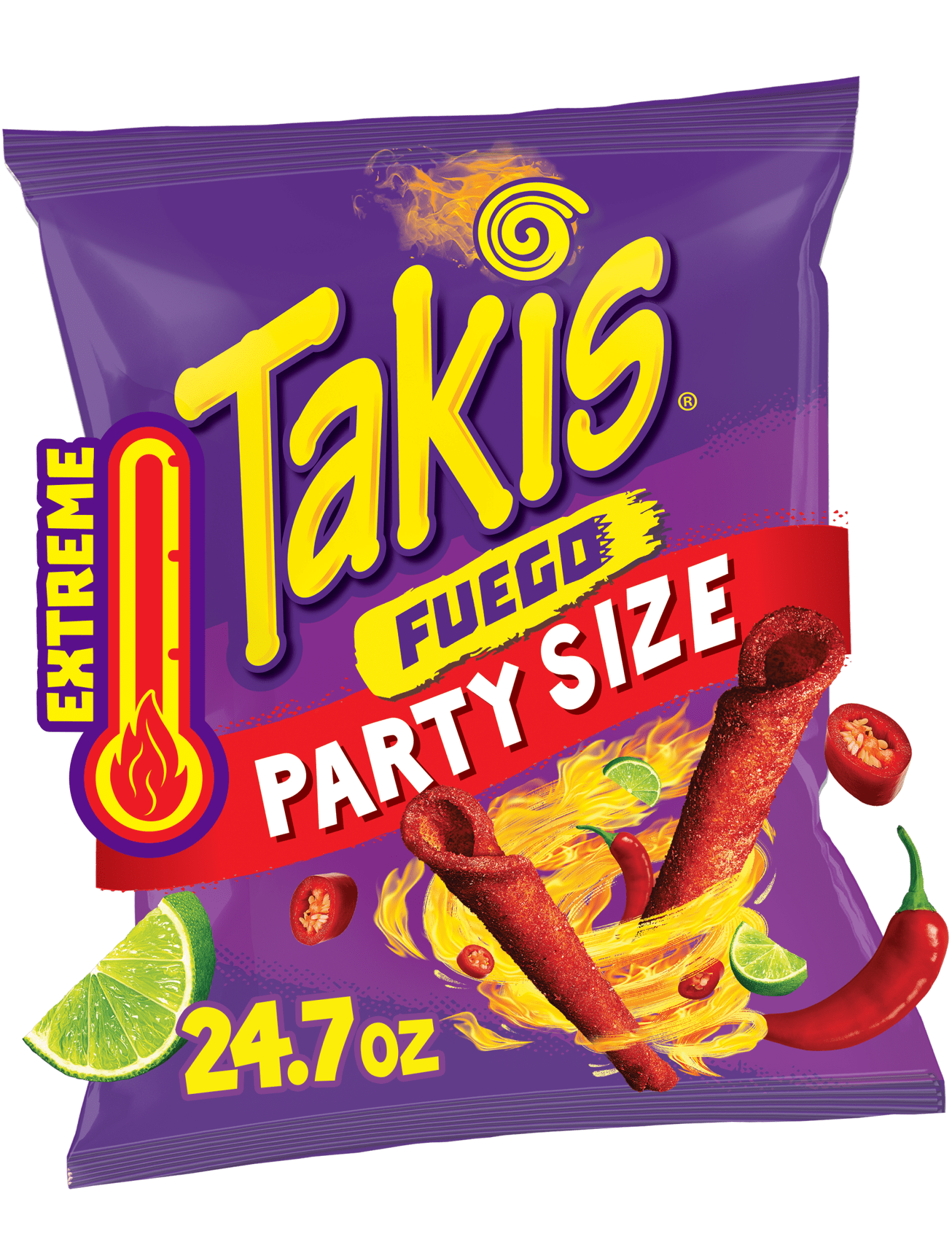 Takis Fuego 24.7 oz Party Size Bag, Hot Chili Pepper & Lime Rolled ...