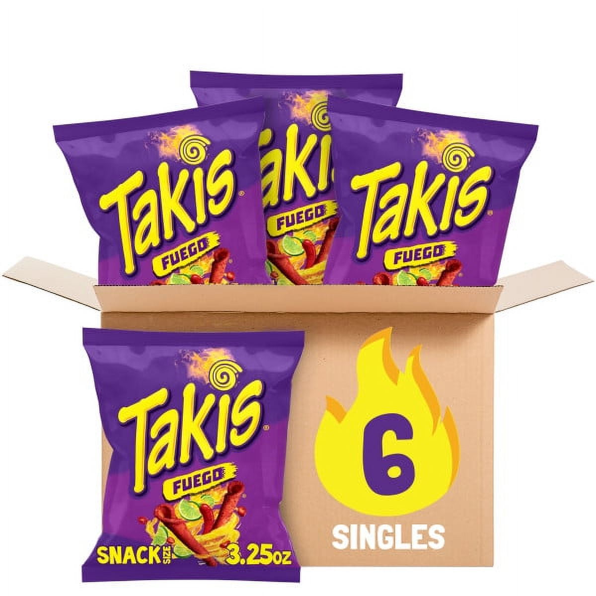 Takis Fuego 6c pk / 40 oz Bite Size Multipack, 3.25 oz Fuego Rolled ...