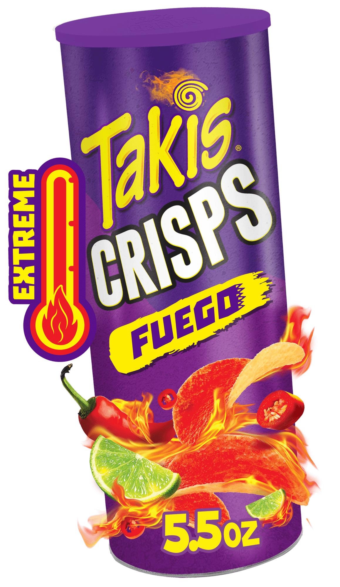 Takis Fuego Crisps 5.5 oz Sharing Size Can, Hot Chili Pepper & Lime ...