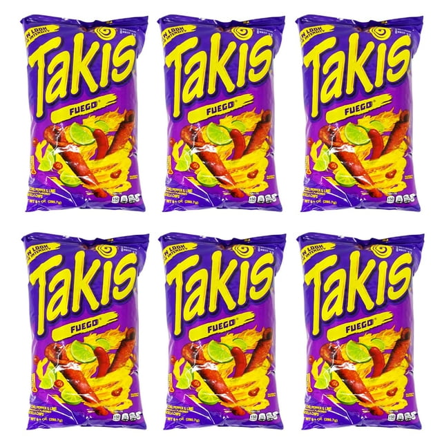 Takis Fuego Hot Chili And Lime Corn Snack 6 Bags Of 99 Oz