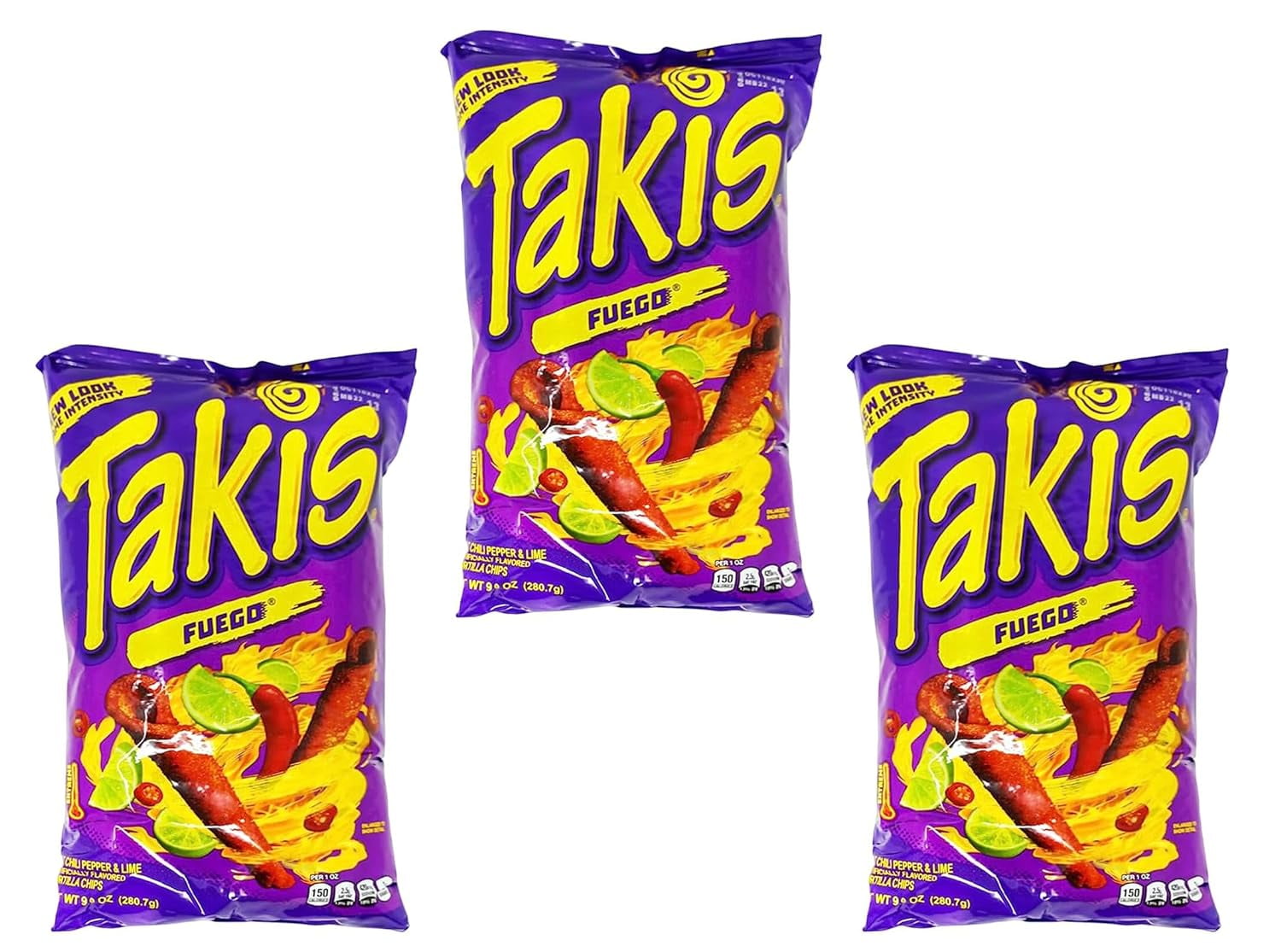 Takis Fuego Hot Chili Pepper & Lime Flavored Corn Snacks 9.9 oz (Pack ...