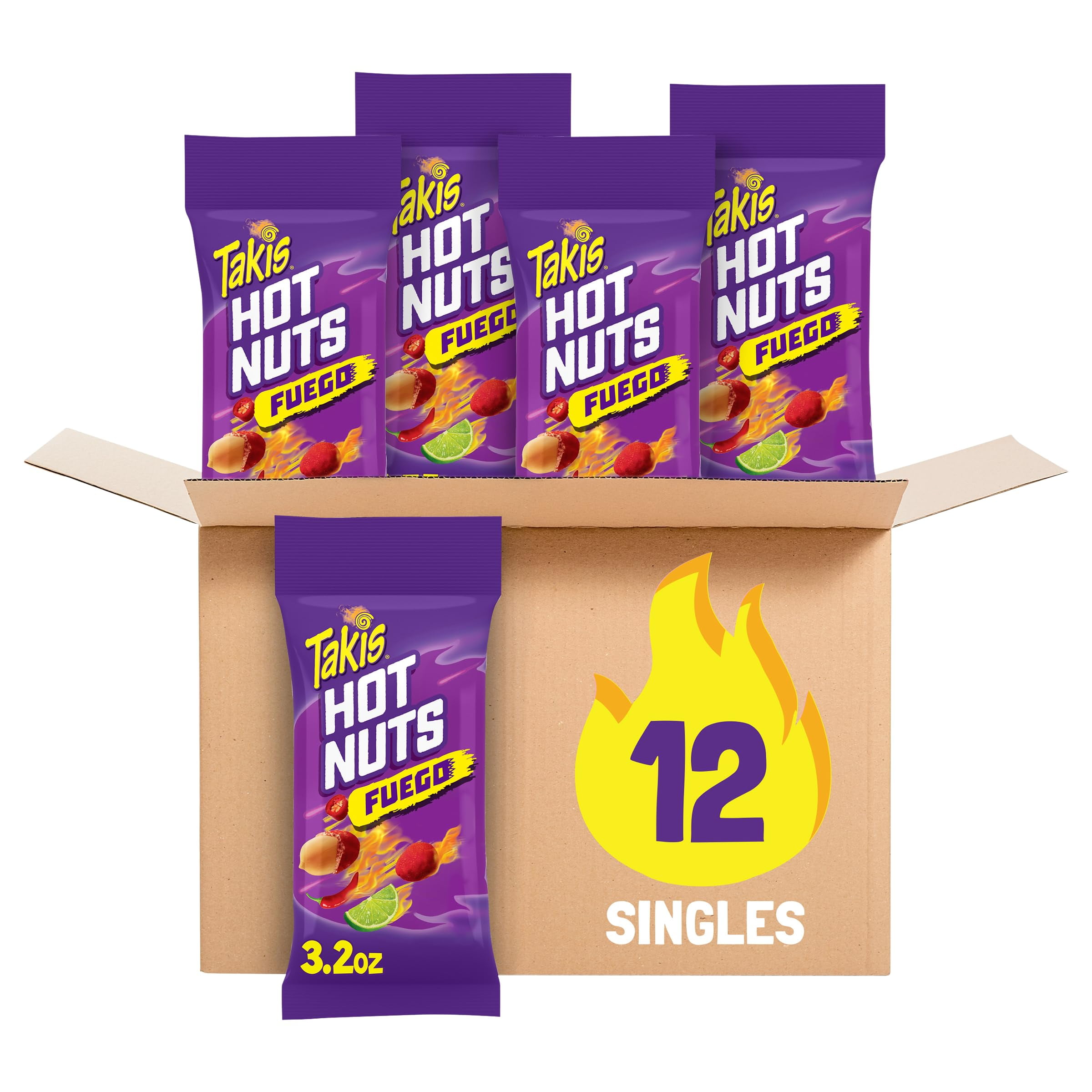 Takis Fuego Hot Nuts 12 HYZ01 pc / 3.2 oz Snack Size Box, Hot Chili ...